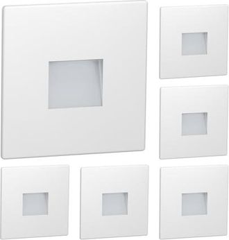 LEDs Com 6 pièces LED lumière descalier/lampe encastrée dans le mur FOW pour lintérieur et lextérieur, downlight, rectangulaire, 85 x 85mm, blanc froid