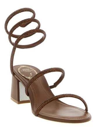 Rene Caovilla Womens Brown Viscose Strap-On Sandals