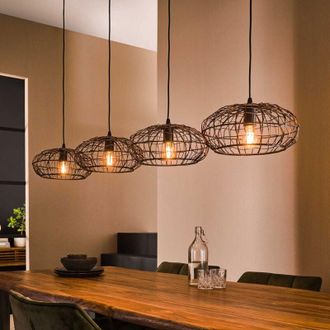 M&S Collection M&s - Suspension 4 lampes rondes 170x34x150 cm en métal brun noir