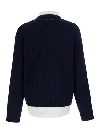 Balenciaga Layered Cotton Sweater - Blue