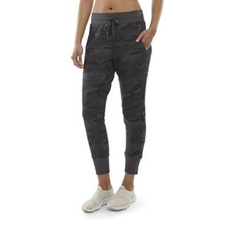 Danskin Womens Printed Soft Touch Jogger, Black Camo, Medium