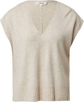 s.Oliver Kurzarmpullover Strickpullunder Pullunder aus Wollmix mit Seitenschlitz und &uuml;berschnittener Schulter