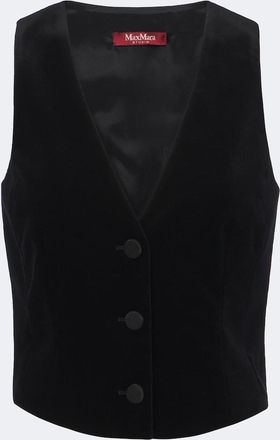 Max Mara Weste Elegante aus Baumwollsamt mit Satin