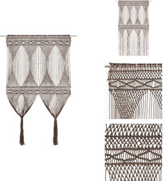 vidaXL Makramee Vorhang Taupe 140x240 cm Baumwolle - Makrameevorhang - Fensterdeko - Wohnaccessoires - Tapete - Baumwollvorhang