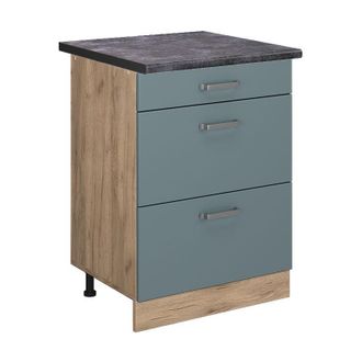 Vicco Meuble cuisine R-Line, Bleu-gris, 60 cm avec tiroirs, pt Anthracite