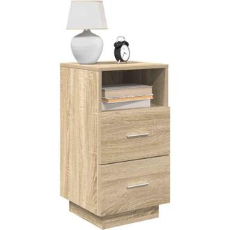 vidaXL vidaXL Table de chevet avec 2 tiroirs ch&ecirc;ne sonoma 36x36x68 cm