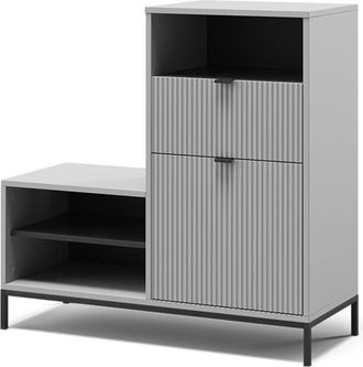 Vicco Banc pour chaussures Eliza, Gris, 100x98.5cm avec porte et tiroir, Vicco