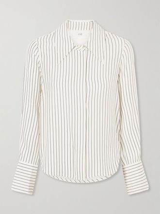 Co Chemise En Satin De Soie &Agrave; Rayures - Blanc