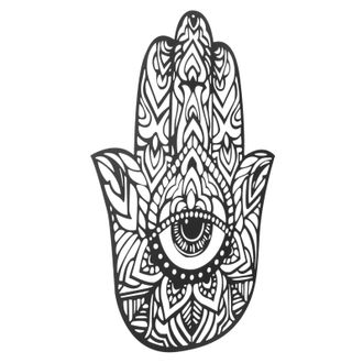 Artibetter Wandskulptur Hamsa Hand 40x30cm aus Schwarzem Metall Hohler Wandbehang mit B&ouml;sem Blick Rustikale Wanddekoration f&uuml;r Wohnzimmer und Caf&eacute;