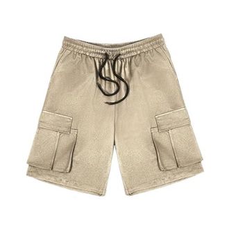 Generic Pantalon cargo pour homme avec cordon de serrage, short de sport d&eacute;contract&eacute;, solide, surf, plage, kaki, XXL