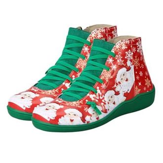 BESPORTBLE Bottes Courtes de No&euml;l Vertes pour Femmes Taille 39 Chaussures D&eacute;contract&eacute;es Respirantes Antid&eacute;rapantes pour Automne Hiver et F&ecirc;tes de No&euml;l