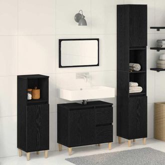 vidaXL Vidaxl - Ensemble de mobilier de salle de bain avec tiroir 3 pcs Noir
