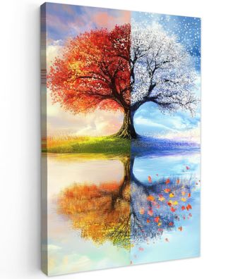 MuchoWow © Leinwandbilder Klein 20x30 cm Mini Wall Art Decoration Bilder für die Wand Schlafzimmer Deko Canvas Painting Wanddekoration Wohnzimmer Jahreszeiten 