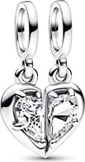 Pandora Pandora Moments Charm pendant séparable Coeur en argent sterling avec zircones cubiques transparentes