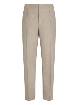 Ermenegildo Zegna pantalon en laine &agrave; taille &eacute;lastiqu&eacute;e - Tons neutres