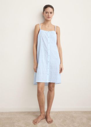 Mango Baumwollnachthemd mit Spaghettitr&auml;gern blau - Damen - S - MANGO