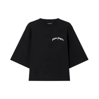 Palm Angels Mini Curved Logo Boxy T-Shirt - - Tops - Damen - Schwarzk - S