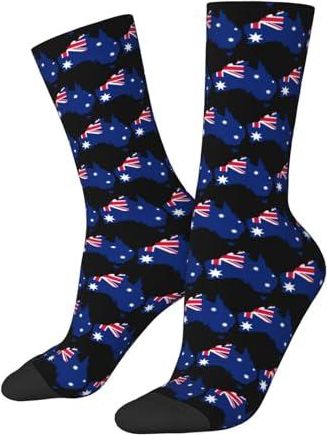 Generic Chaussettes de course d&eacute;contract&eacute;es pour homme et femme Motif drapeau de la carte de lAustralie, blanc, Taille unique