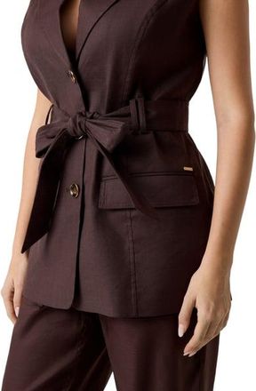 Guess Blazer sans manches Carla en lin m&eacute;lang&eacute;