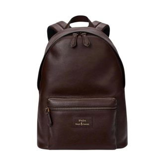 Polo Ralph Lauren Sac &agrave; dos en cuir grain&eacute; - Homme - Sacs - Brun - Taille: ONE Size