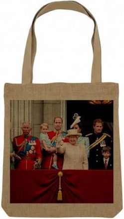 Fabulous Sac Shopping Tote Bag Aspect Lin - Reine Elisabeth II Famille Royal 2019 Reine dAngleterre Philip Charles - Sac de Courses Toile Epaisse 360g Beige Na