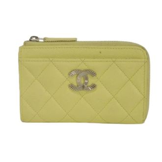 Chanel Pre-owned Matelasse Shiny Grained Calfskin Coin Card Case - - Pre-owned - Damen - Gelb - ONE SIZE