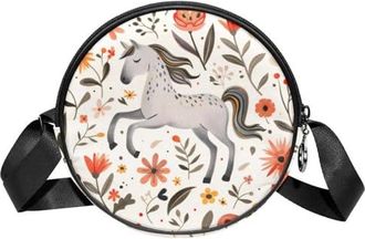 Generic Petit sac &agrave; bandouli&egrave;re rond pour femme, sac &agrave; bandouli&egrave;re avec fermeture &eacute;clair, bretelles r&eacute;glables, style d&eacute;contract&eacute; pour femmes et filles