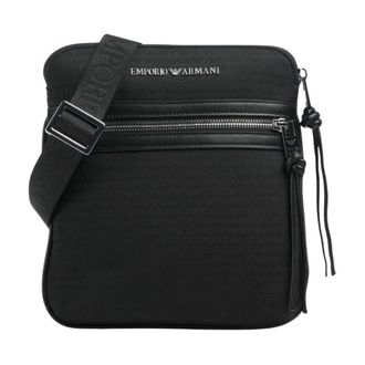 Emporio Armani Homme, Sacs, Noir, Taille: ONE Size Sac bandouli&egrave;re plat en nylon avec monogramme