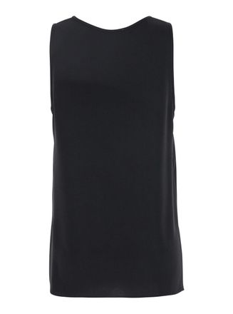 P.A.R.O.S.H. Womens Black Sleeveless Top With Round Neck Polyester Tops
