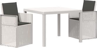 vidaXL Set Da Pranzo Per Giardino 3 Pz Bianco E Antracite Pp Vidaxl