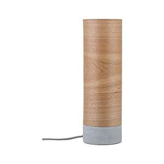 Paulmann 79664 Neordic Skadi Lampe de table, max. 1x20W, E14, Bois/Gris, 230V, Bois/Béton 11 cm x 11 cm x 35 cm