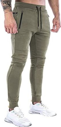 Generic Pantalon de fitness musculaire pour homme avec serviette et pieds suspendus, Vert, XXL