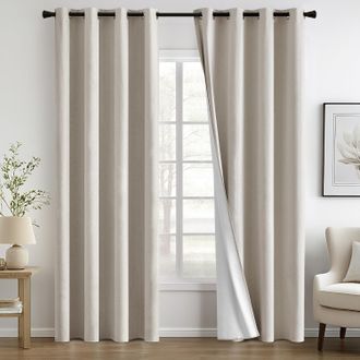 Miulee Gardinen Vorhänge Verdunklungs Vorhang Gardine Wohnzimmer Blickdicht Leinen Gardinen mit Ösen Thermovorhang Kälteschutz Fenster Modern Schlafzimmer Ba