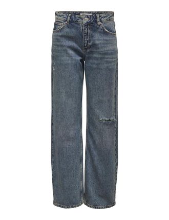 Only Damen Onlcobain Reg Wide Tint DNM Dot Jeans, Dark Blue Denim/Detail:Tinted, 30W x 30L