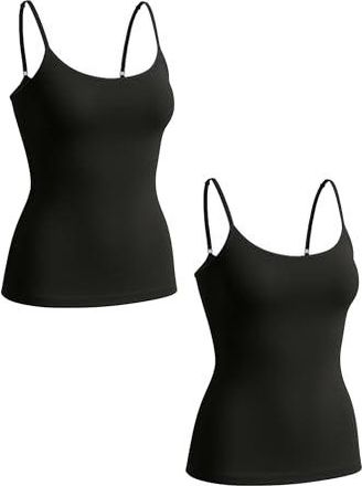 Shapermint Haut pour femme - Camisole gainante &agrave; encolure d&eacute;gag&eacute;e pour femme, v&ecirc;tement galbant, contr&ocirc;le du ventre, caraco pour femme, Lot de 2, noir, XX-Large
