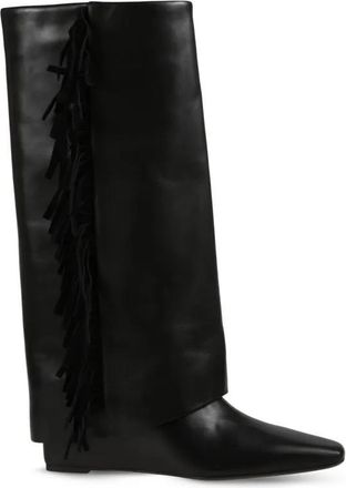 Jonathan Simkhai Stiefel - Quinn Leather Fringe Boot With Pointed Toe - Gr. 37 (EU) - in Schwarz - f&uuml;r Damen