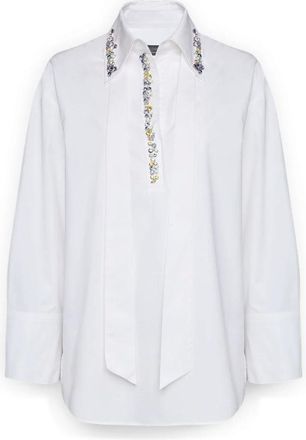 Elena Miro Femme, Blouses et Chemises, Blanc, Taille: 46 FR Chemise en popeline avec cristaux
