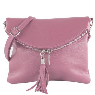 modamoda.de T07L / T139L Damen Leder kleine Umh&auml;ngetasche 2 Modelle handmade in Italy, Farbe:T139L Altrosa