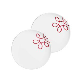 Gmundner Keramik Pur Geflammt Rot 2er-Set Speiseteller Cup(Ø25cm) Geschirr, handgemacht in Österreich