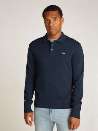Tommy Jeans Polokragenpullover TJM SLIM ESSENTIAL POLO SWEATER mit Logostickerei