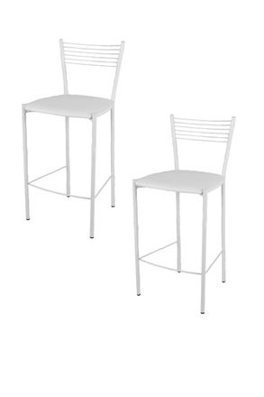Tommychairs Tommychairs - 2er Set Moderne Barhocker Elegance f&uuml;r K&uuml;che und Esszimmer, Robustes Gestell aus lackiertem Stahl, Farbe Wei&szlig;, gepolsterte Sitzfl&auml;che mi