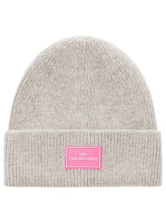 Zwillingsherz Damen Beanie Strickm&uuml;tze mit Moin Patch, Warme Winterm&uuml;tze aus Polyacryl-Viskose-Wolle, One Size, Modern Style f&uuml;r Alltag, Handw&auml;sche (Grau)