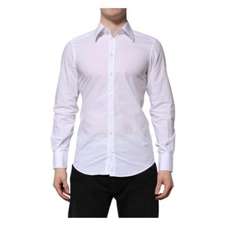 Dolce & Gabbana Wei&szlig;e Baumwoll-GOLD Langarm-Hemd - - Shirts - Herren - Wei&szlig; - S