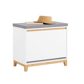 SoBuy Meuble Chaussure Banc à Chaussures Entrée - Rangement Chaussures avec Abattant Réglable, Banc de Rangement avec Coussin, pour Banc Entrée ou Chambre -