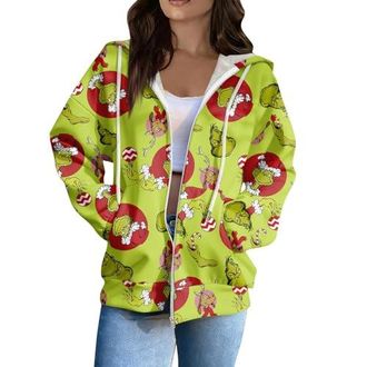 Generic Le Grinch Sweat A Capuche Femme Femmes Vetement Costume Vêtements Sweatshirts Oversize Deguisement Adulte De Polaire Hiver Sweet Noel Moche Plaid Pyja