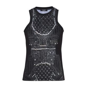 Balmain Femme, Tops, Noir, Taille: 38 FR D&eacute;bardeur Doux avec Fausse Broderie