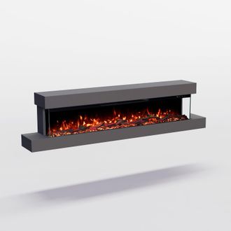 Glow Fire Elektrokamin Cobalt 50 mit realistischem 3D LED-Feuer - Wand-Elektrokamin mit Heizung und Kaminfeuer, App Steuerung, Knistereffekt & Timer, max. 1800 