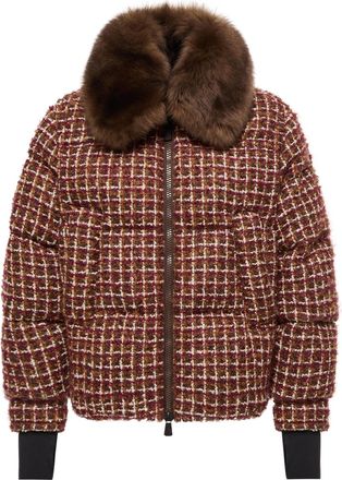Moncler Moncler Doudoune Courte En Tweed Sandane, Femme, Marron, Taille: 0