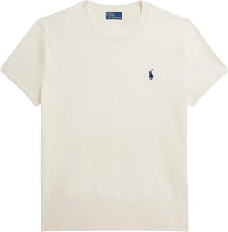 Polo Ralph Lauren Femme, Tops, Beige, Taille: 38 FR Logo Cotton-Blend Top