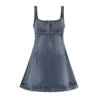 Self Portrait Femme, Robes, Bleu, Taille: 38 FR Denim Mini Dress